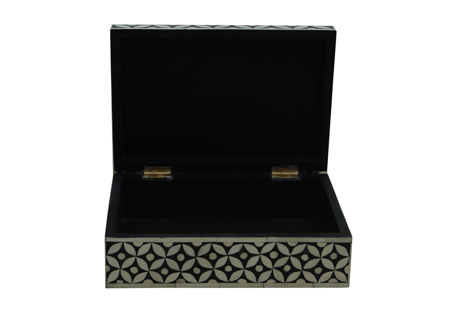 Bone Inlay Box Small - Black Geometric – Abacus and Hunt
