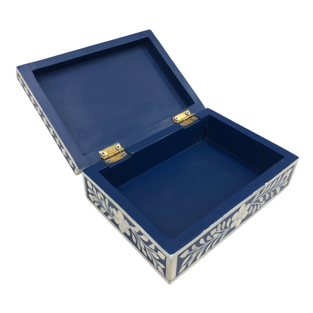 Bone Inlay Box Small - Navy Floral – Abacus and Hunt
